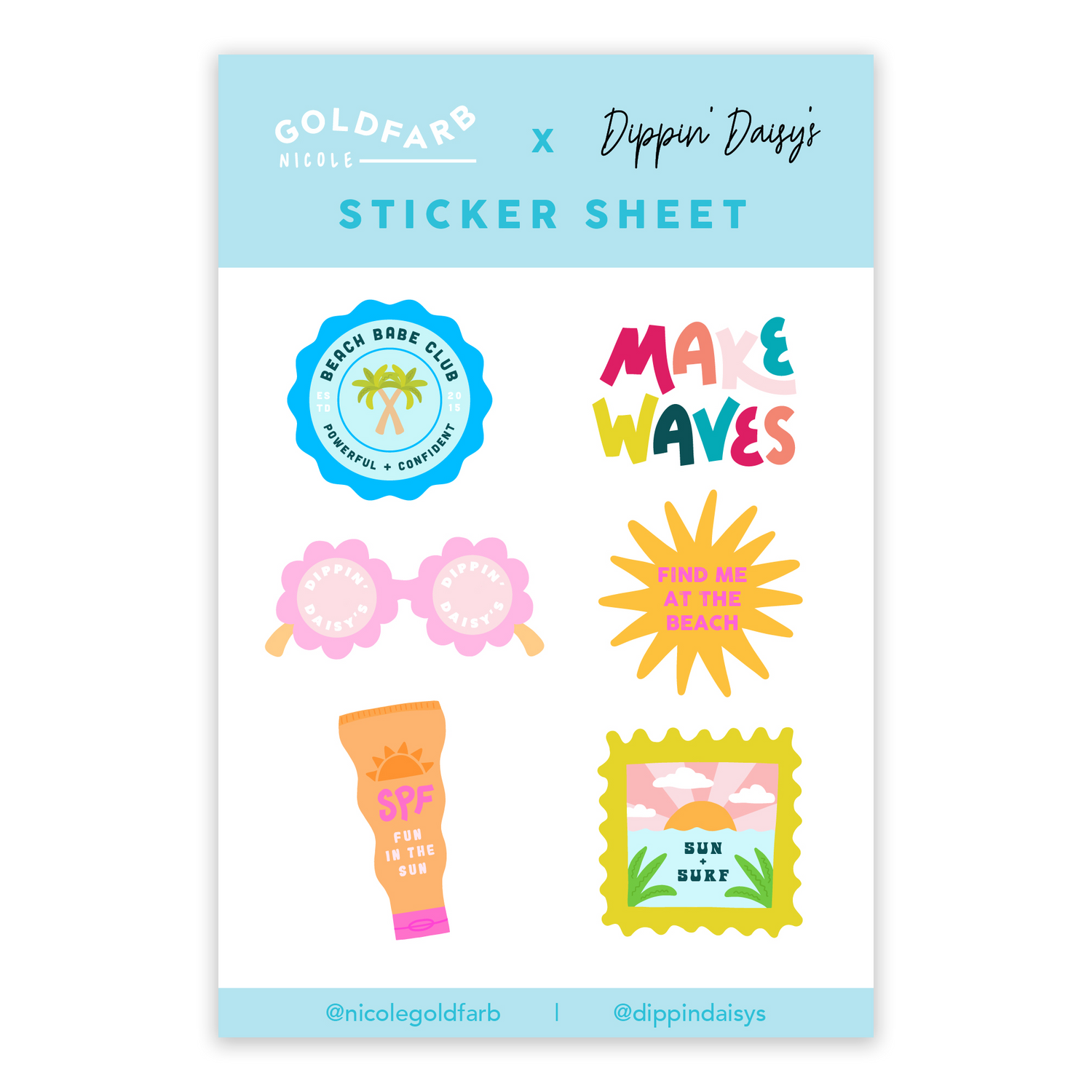 Nicole Goldfarb x Dippin' Daisys Collab Sticker Sheet